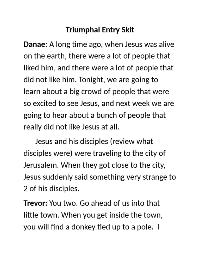 Triumphal Entry Skit | PDF