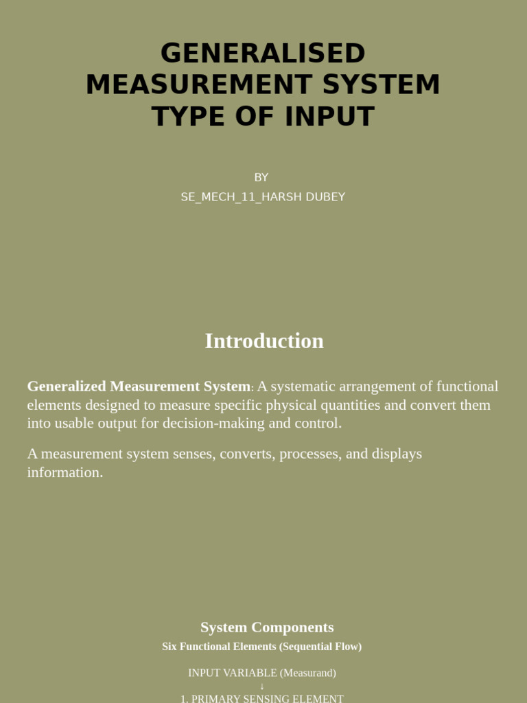 Generalised Measurement System Type of Input-2 | PDF