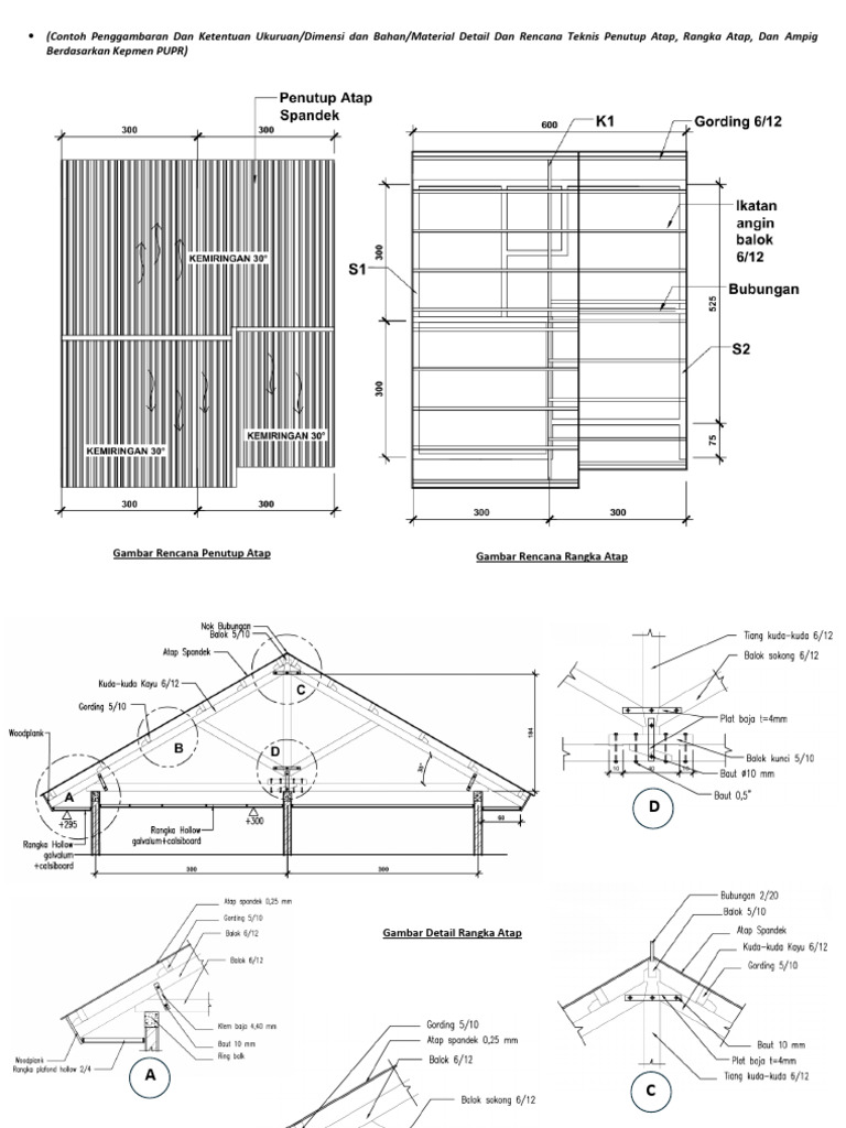 Detail Teknis Ampig Atap dan Rangka | PDF
