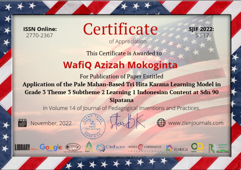Zien Journal Certificates 2022 | PDF