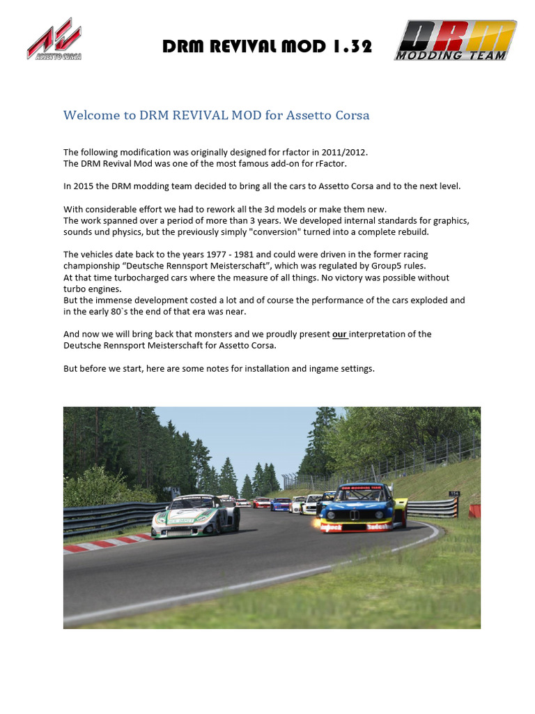 DRM Revival Mod for Assetto Corsa | PDF