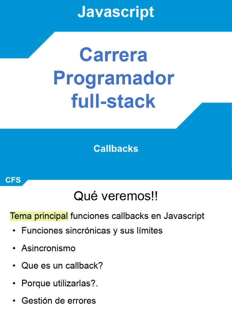 0.2x. Javascript Callbacks | PDF | Devolución de llamada (programación ...