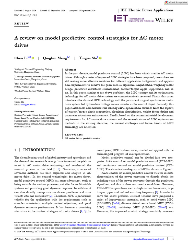 A Review On Model Predictive Control Strategies For AC Motor Drives ...