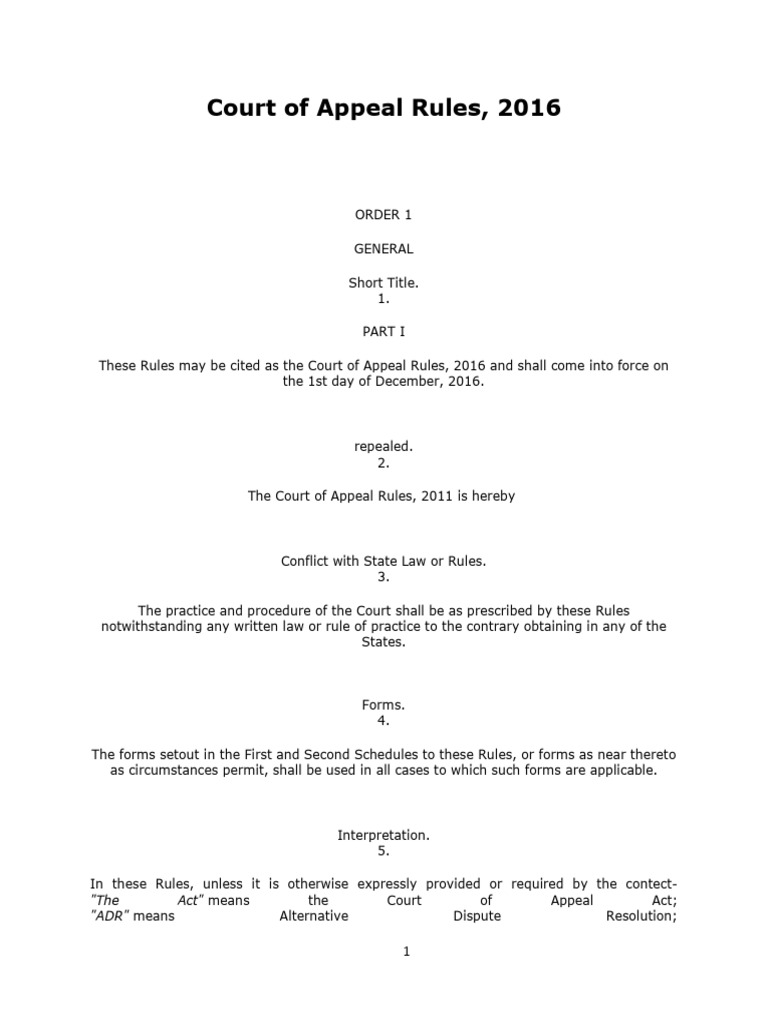 Court of Appeal Rules Overview 2016 | PDF | Judgment (Law) | Appeal