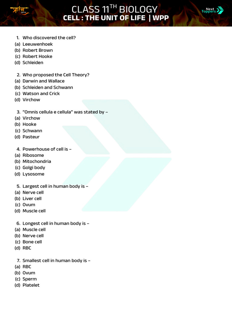 Cell Biology Quiz and Answer Key | PDF | Cell (Biology) | Endoplasmic ...