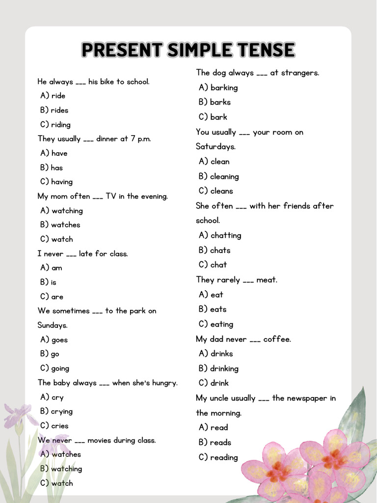 Simple Present Tense Tests | PDF