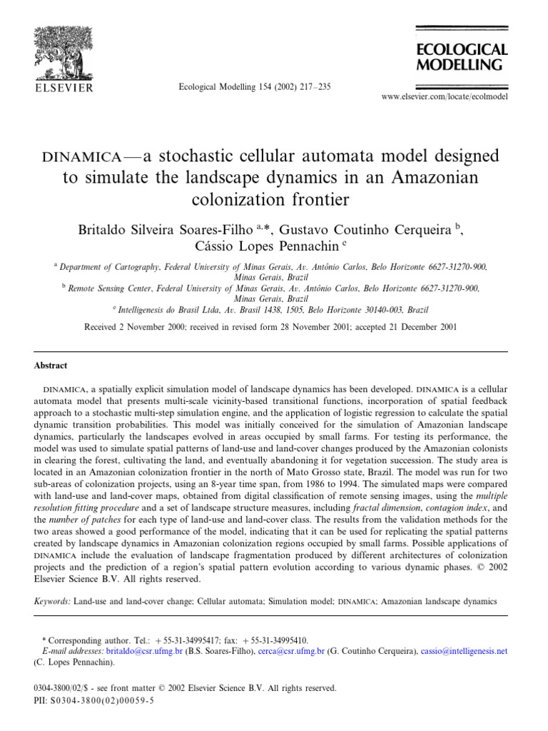1 - DINAMICA-a Stochastic Cellular Automata Model Designed | PDF | Simulation | Logistic Regression