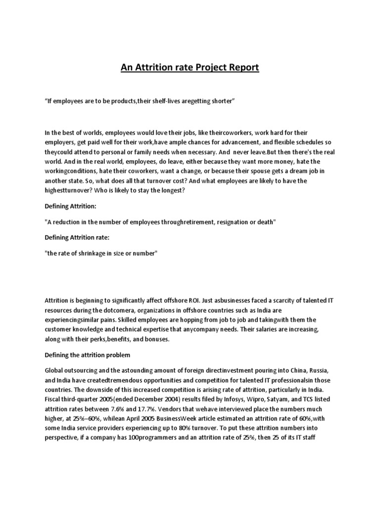 An Attrition Rate Project Report | PDF | Turnover (Employment ...
