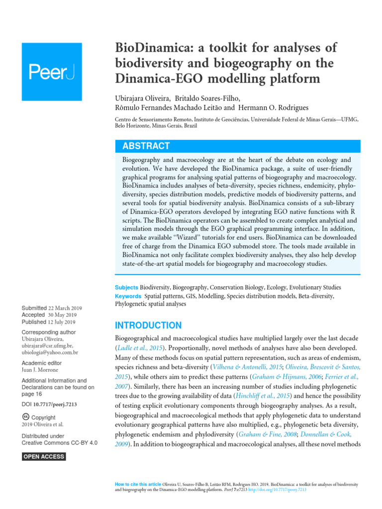 BioDinamica: Biodiversity Analysis Toolkit | PDF | Biogeography ...