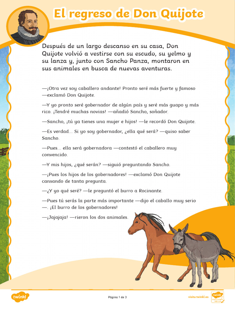 Es SL 1665484664 Comprension Lectora El Regreso de Don Quijote 2 Ciclo ...