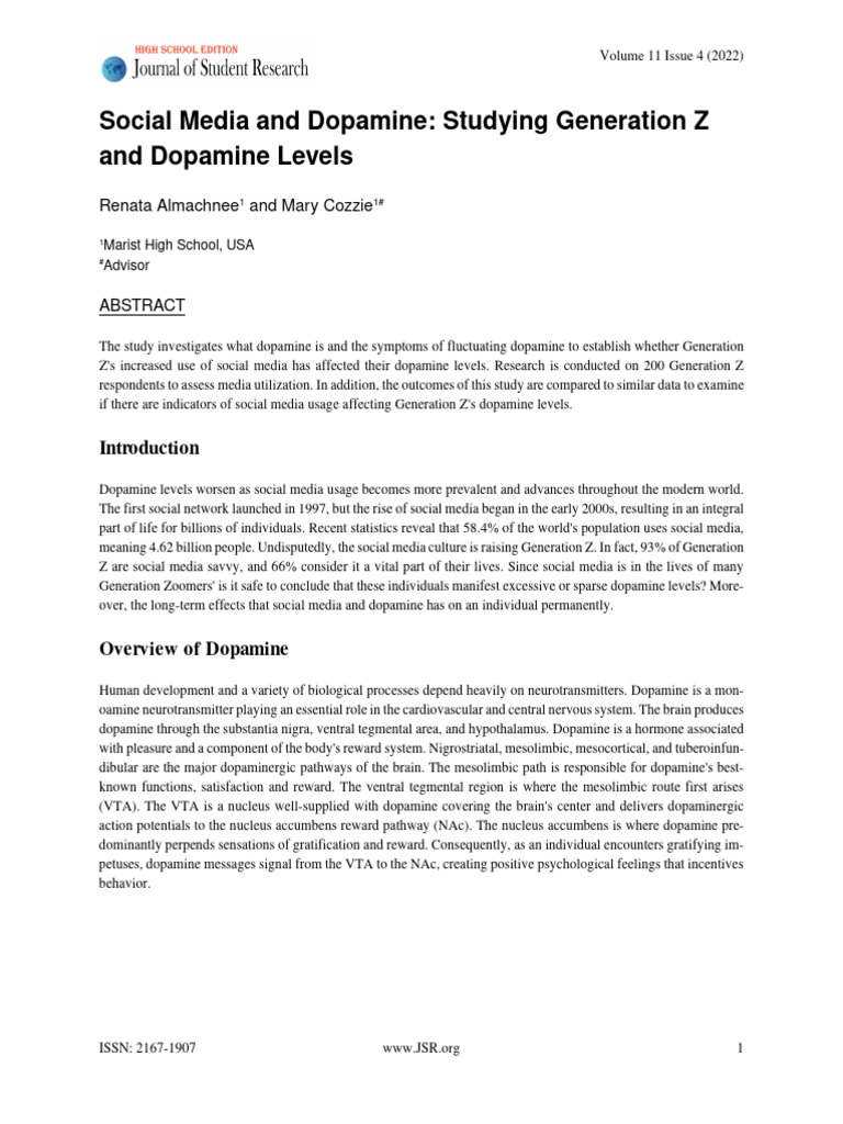 Social Media's Impact on Gen Z Dopamine Levels | PDF | Dopamine ...
