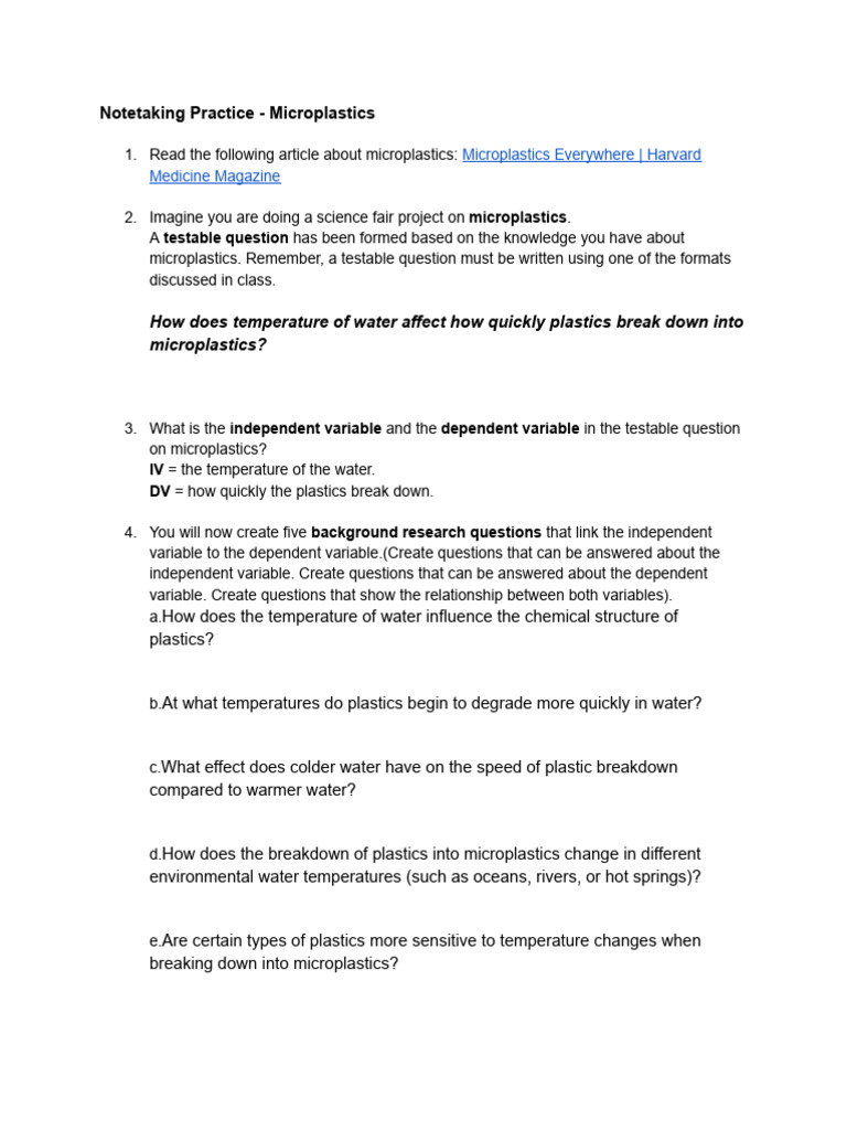 Notetaking Practice - Microplastics | PDF | Applied And Interdisciplinary Physics | Earth Sciences