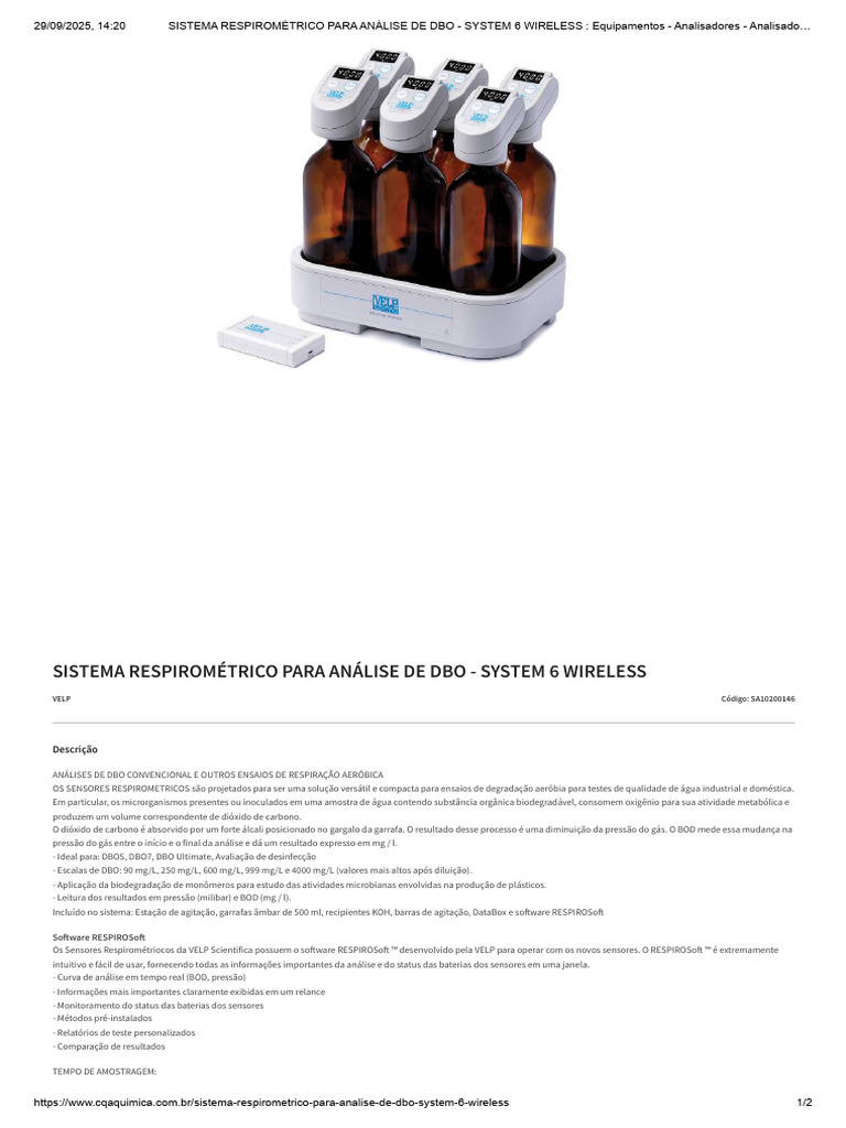 Sistema Respirométrico DBO Wireless | PDF