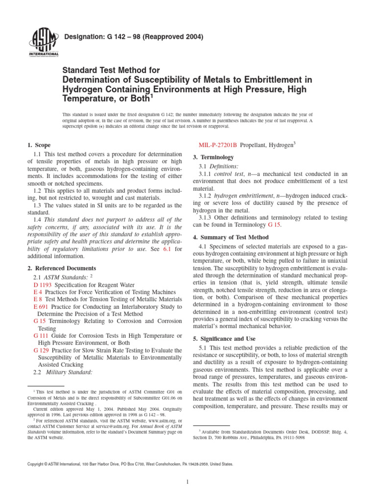 Hydrogen Embrittlement Test Method | PDF | Strength Of Materials ...