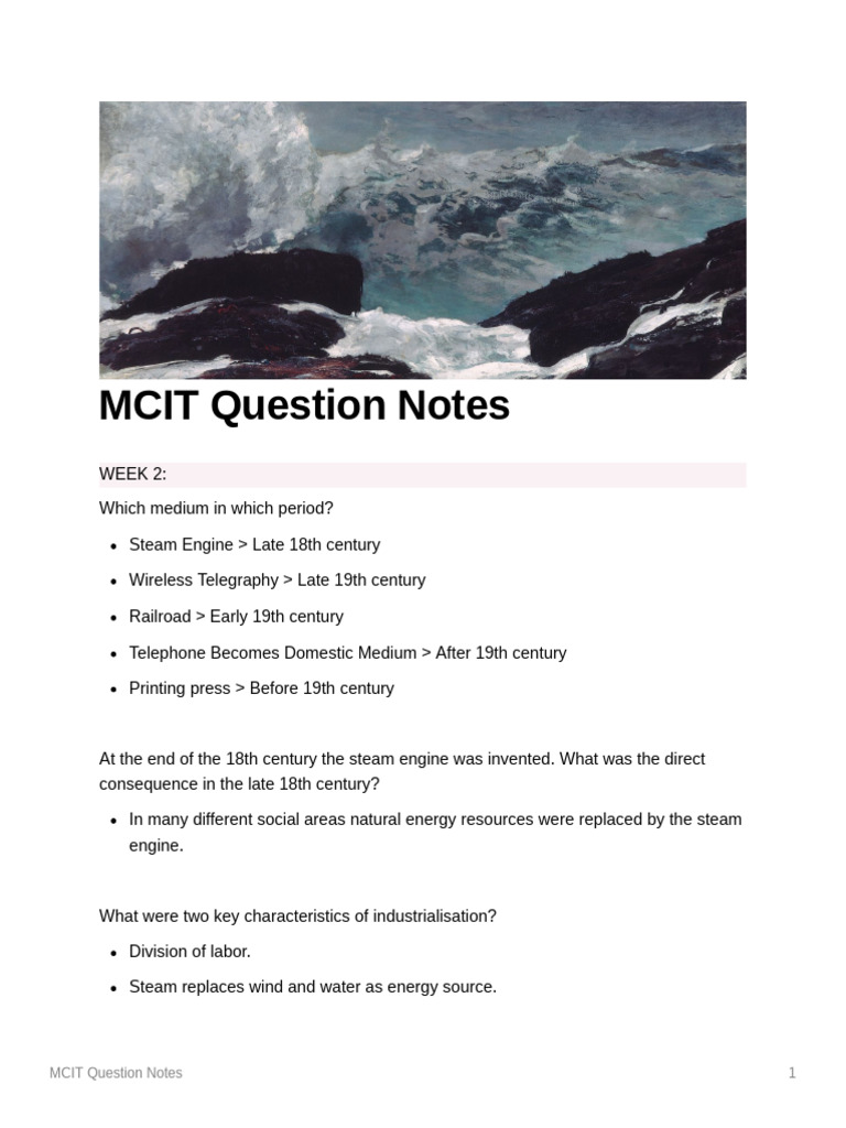 MCIT Question Notes | PDF | Image | Telegraphy