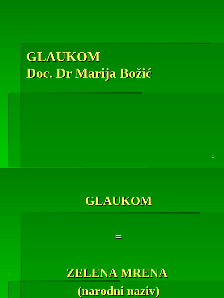 DR M Bozic - Glaukom | PDF