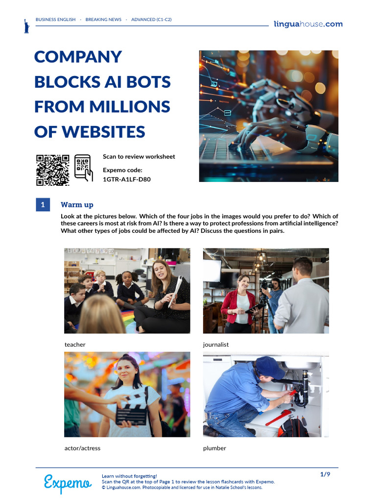 Company Blocks Ai Bots From Millions of Websites American English ...