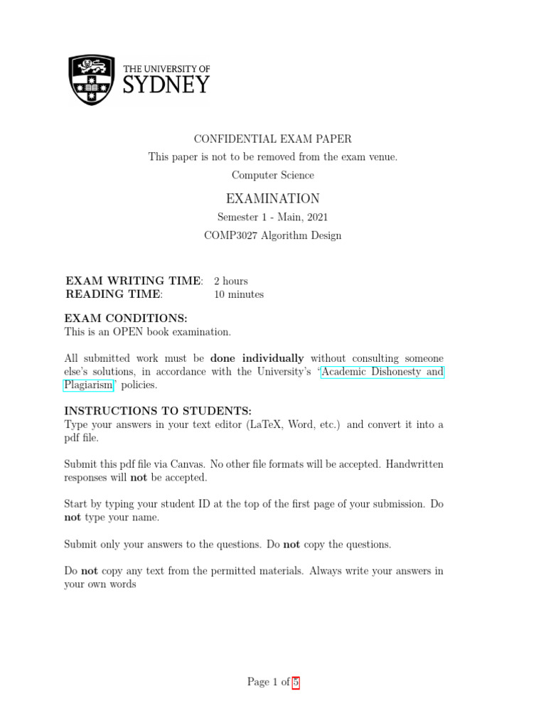 Exam 3027 Main | PDF | Applied Mathematics | Algorithms And Data Structures
