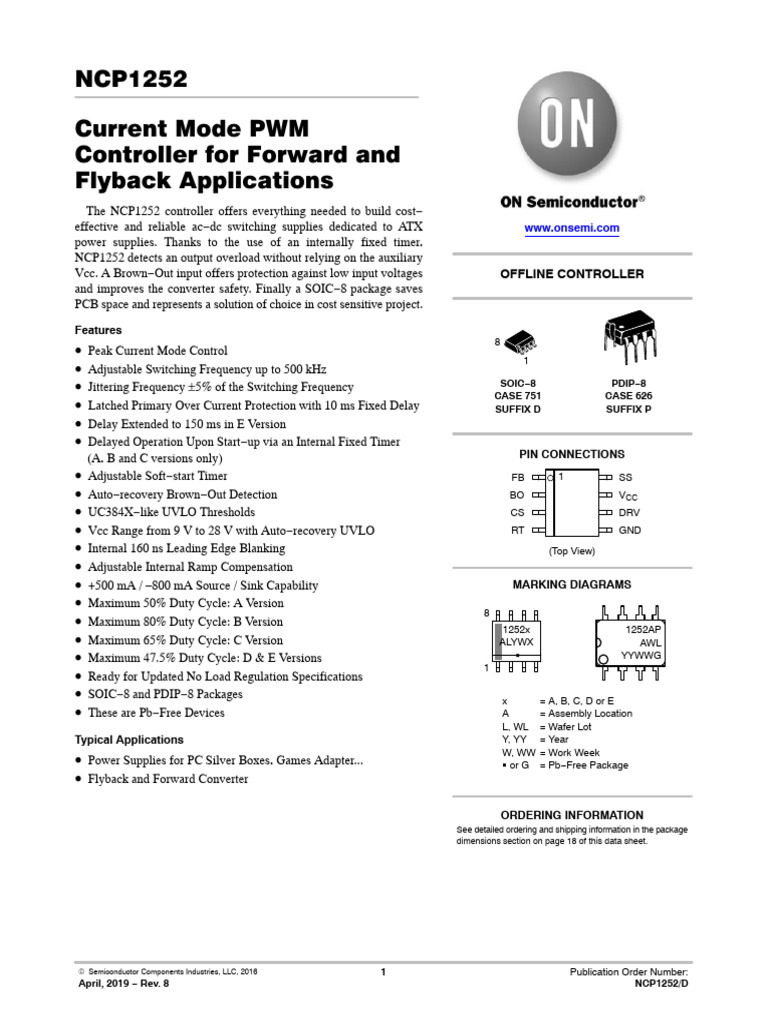 NCP 1252 | PDF | Power Supply | Electronic Oscillator