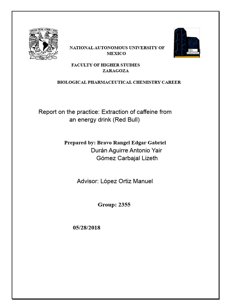 Caffeine Extraction Report | PDF | Solubility | Chemistry