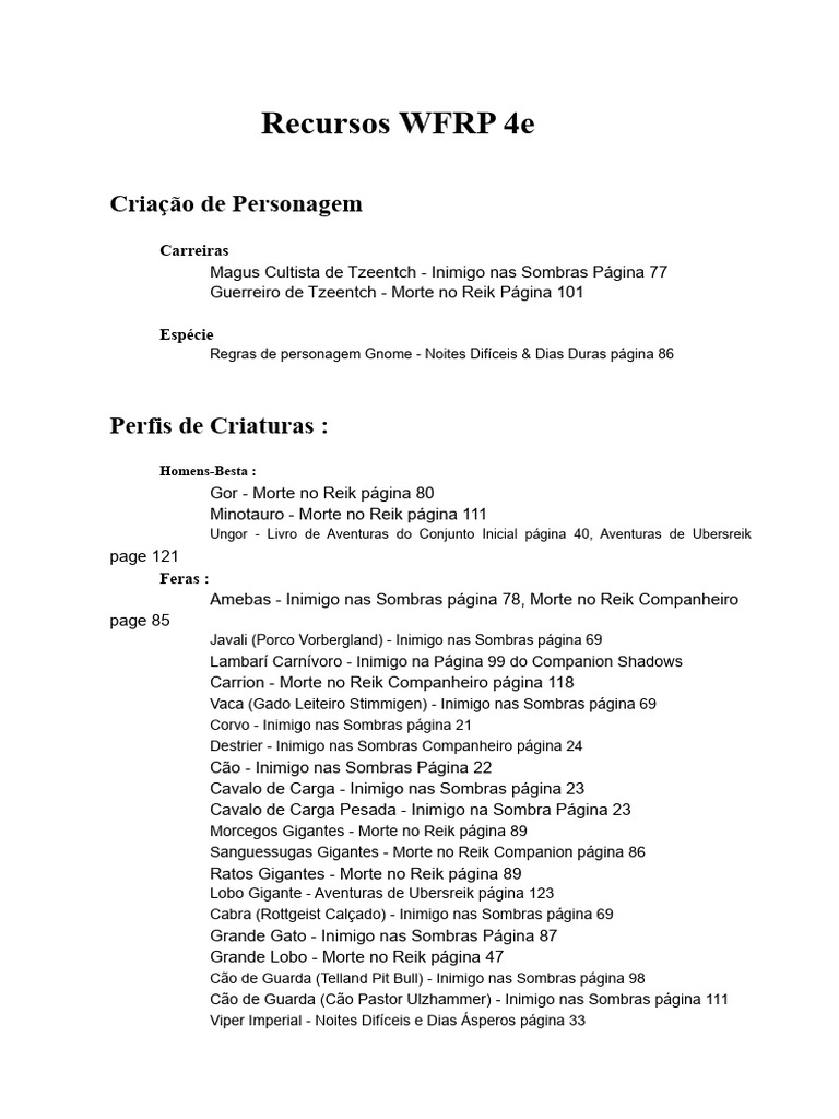 WFRP 4e Regras Adicionais 200924 | PDF