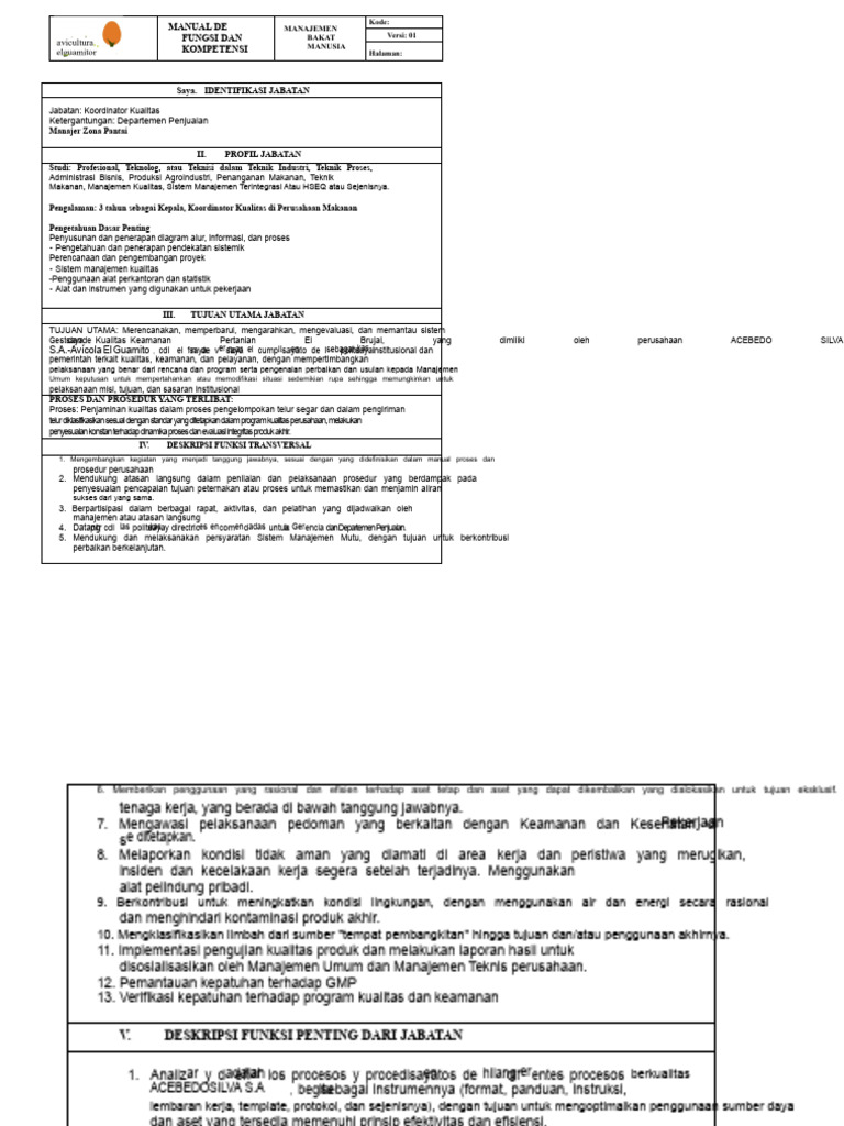 Manual Fungsi Koordinator Kualitas | PDF