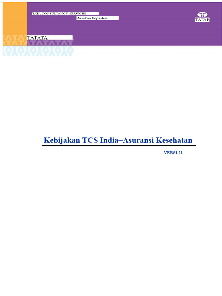 Kebijakan Asuransi Kesehatan TCS India | PDF