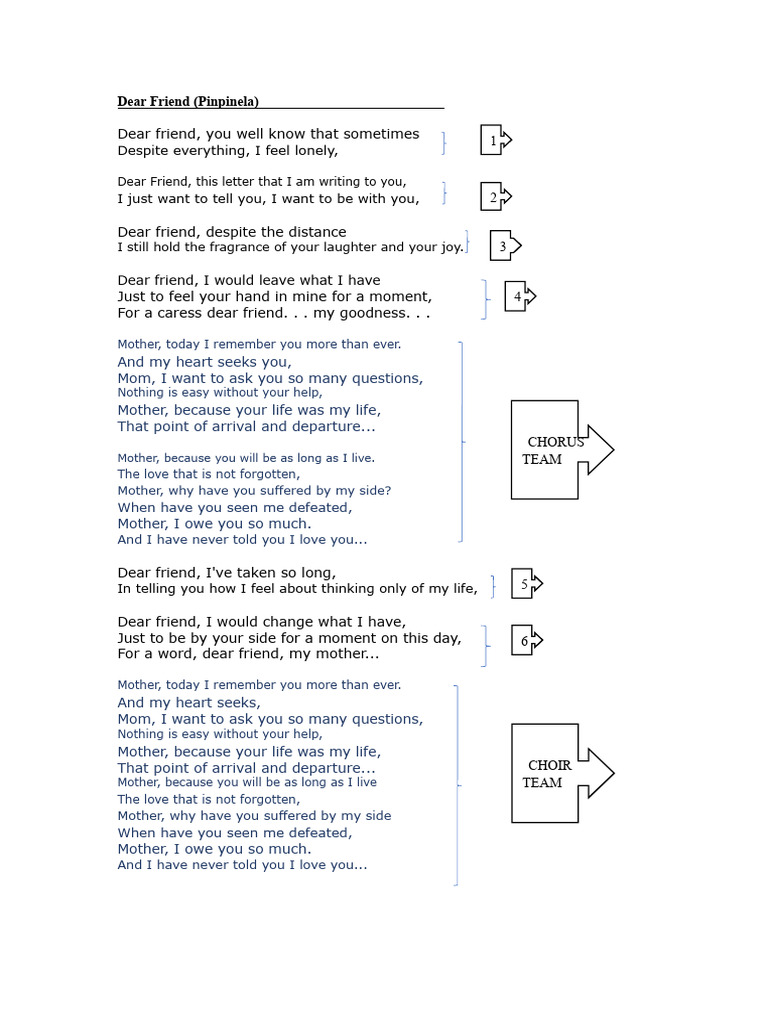 Song Pinpinela Dear Friend | PDF