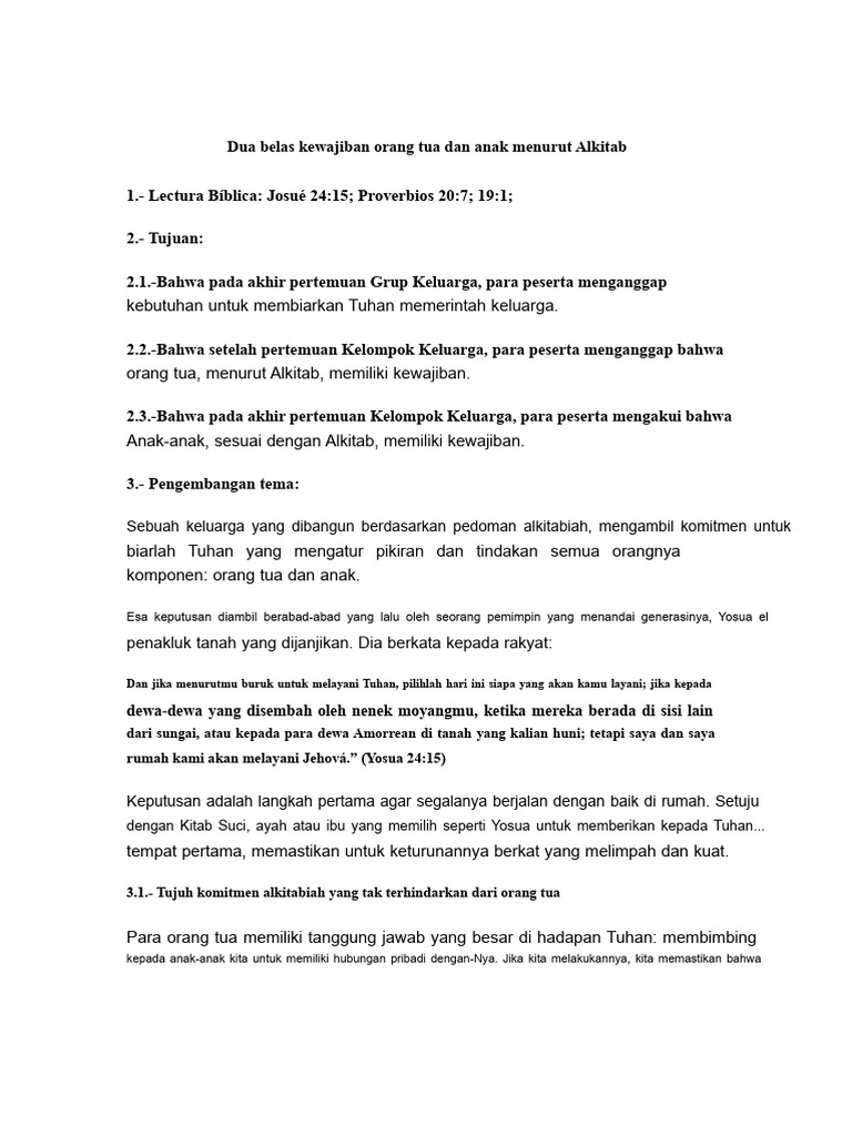 Kewajiban Orang Tua dan Anak Menurut Alkitab | PDF