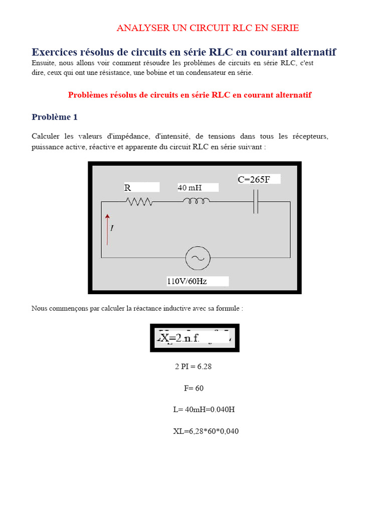 Analyse des Circuits RLC en Série | PDF | Impédance (électricité ...