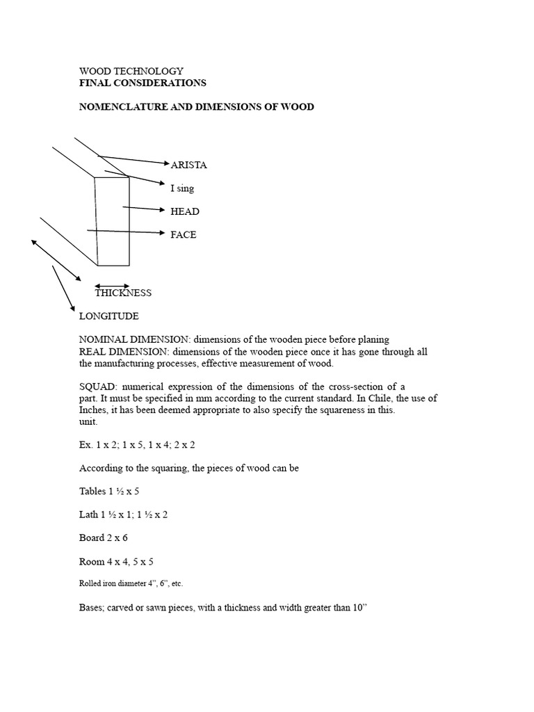Nomenclature Dimensions of Wood | PDF