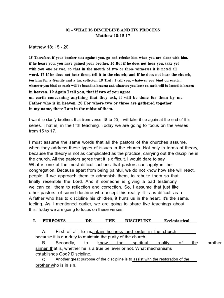 Understanding Church Discipline Process | PDF | Jesus | Gospel Of Matthew
