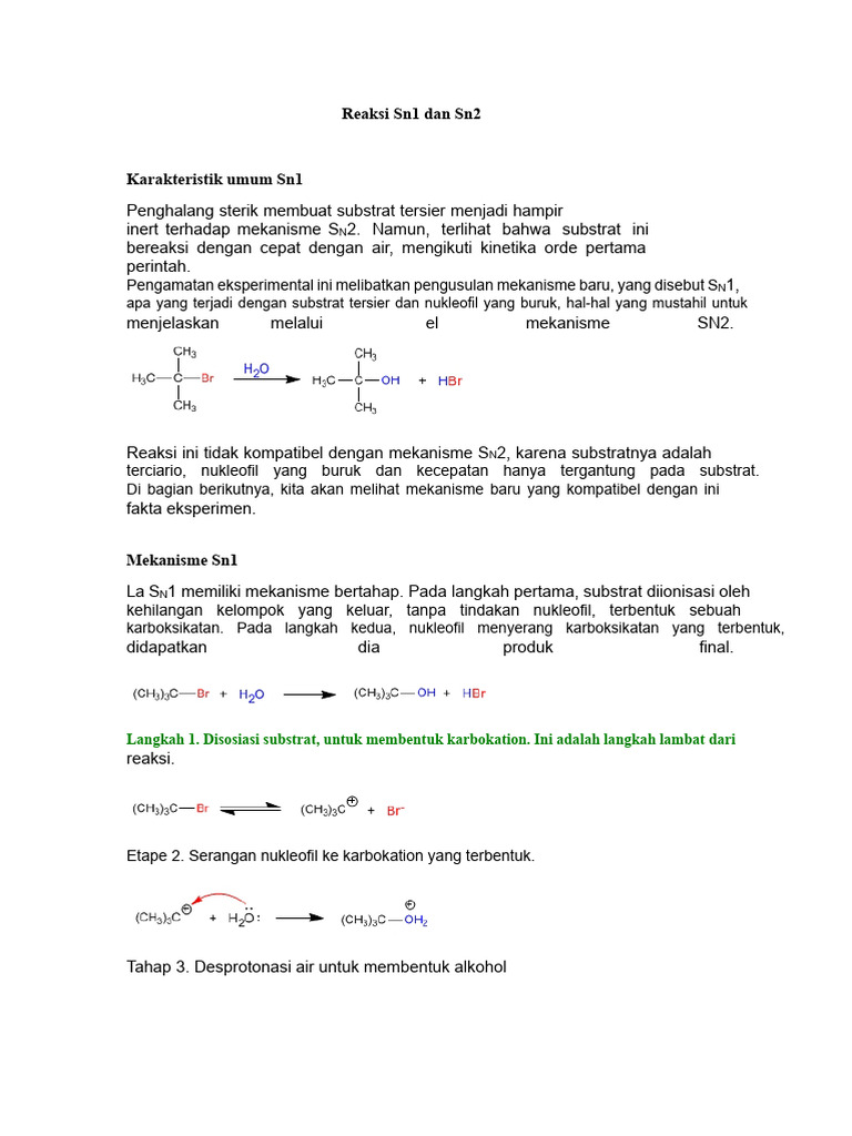 Mekanisme Reaksi Sn1 dan Sn2 dalam Kimia | PDF