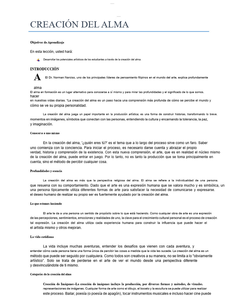 Creación del Alma en el Arte | PDF | Percepción | Alma