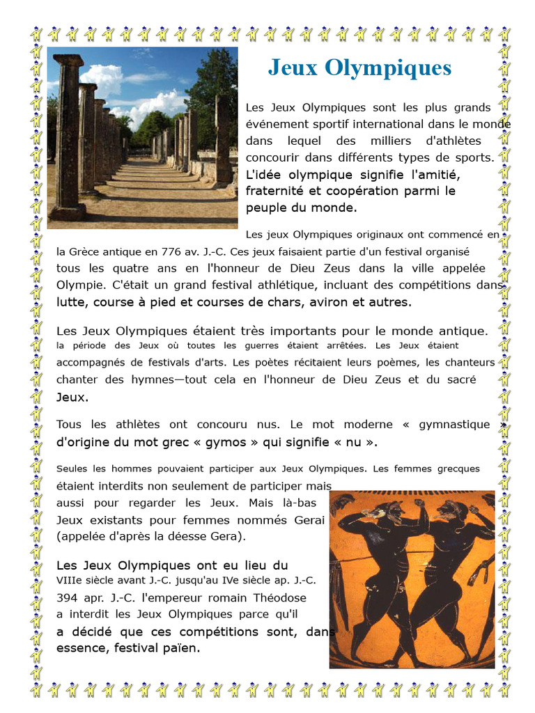 Histoire des Jeux Olympiques | PDF | Jeux olympiques | Des sports