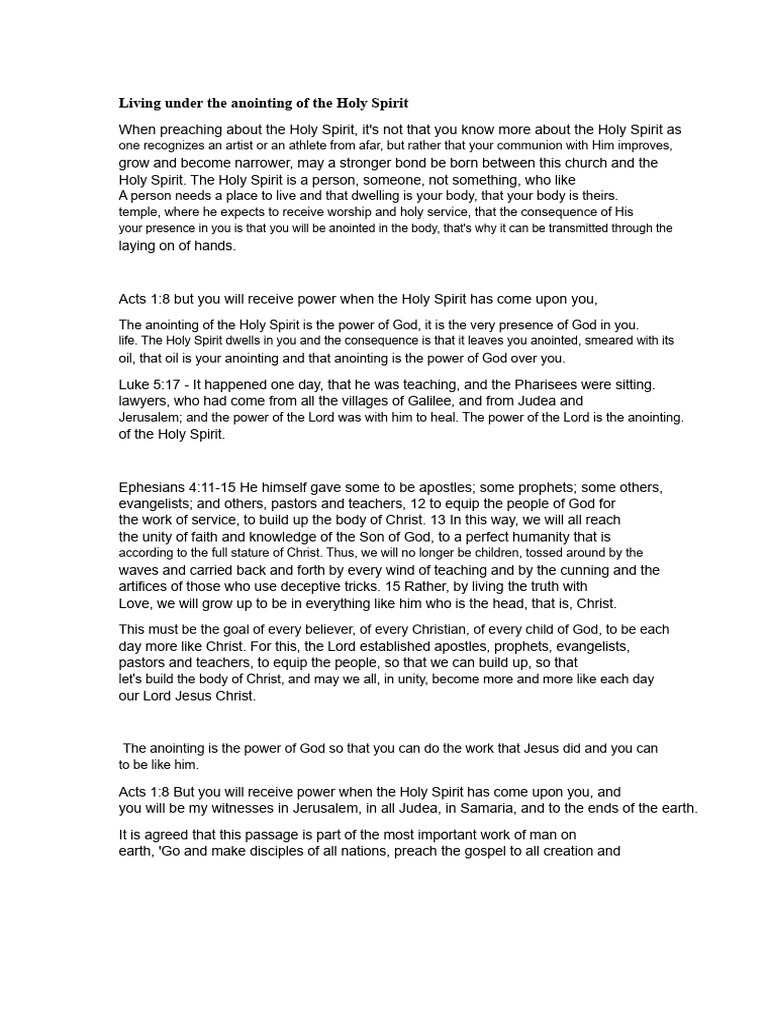 Understanding the Holy Spirit's Anointing | PDF | Baptism | Jesus