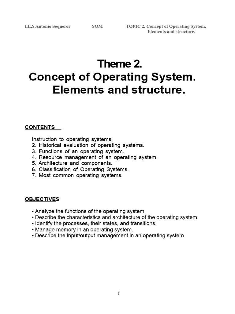 Topic 2 Concept of Operating System. Elements and Structure | PDF ...