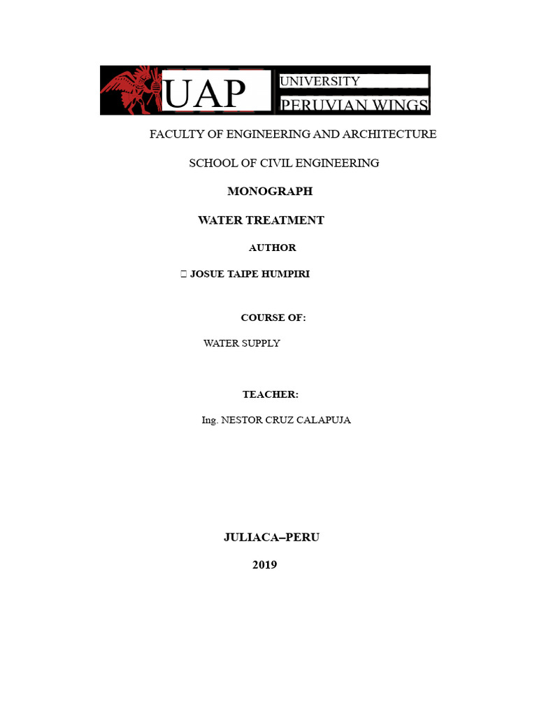 Monograph On Water Treatment | PDF | Water Treatment | Sewage Treatment