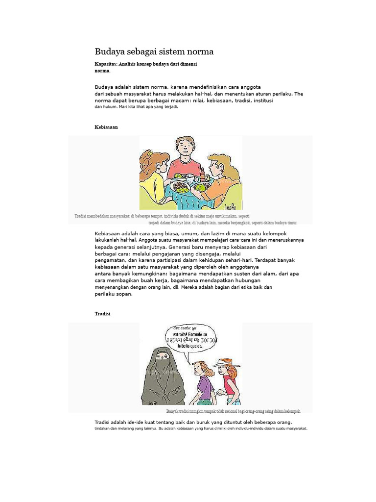 Budaya Sebagai Sistem Norma (PAMERAN SOSIOLGI) . | PDF