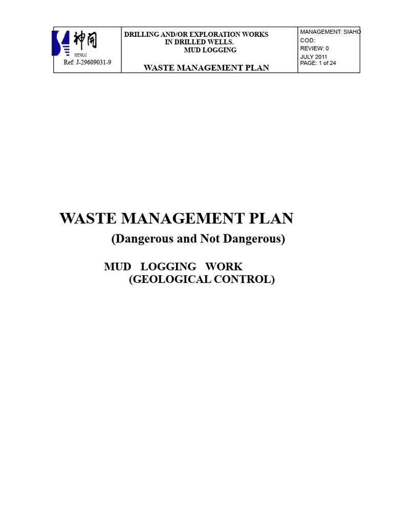 Waste Management Plan for Mud Logging | PDF | Waste | Waste Management