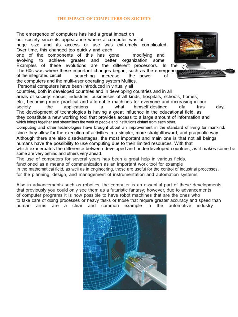 The Impact of Computers On Society | PDF | Numbers | Natural Number