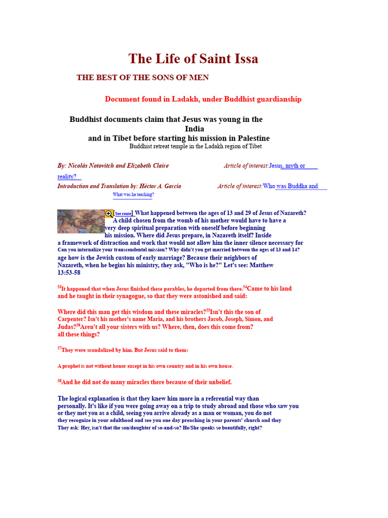 The Life of Saint Issa: A Buddhist Perspective | PDF | Moses | Jesus