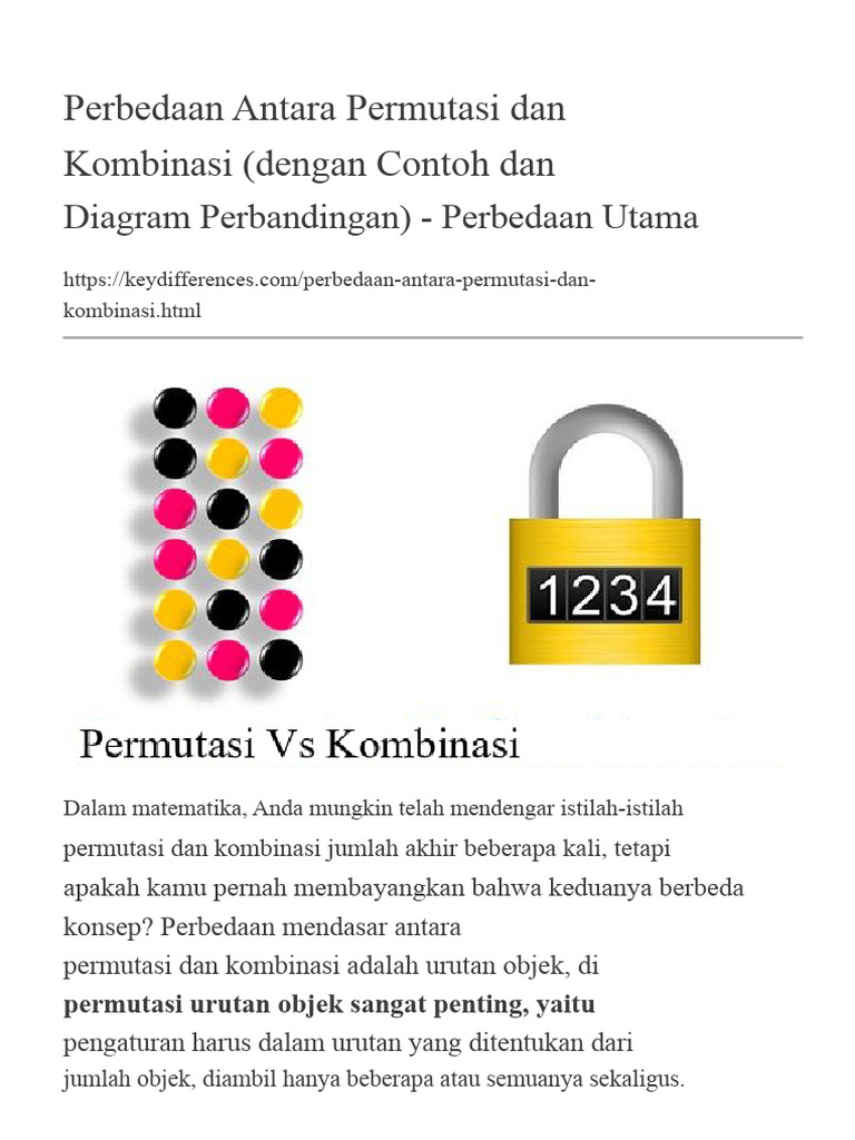Perbedaan Permutasi dan Kombinasi | PDF
