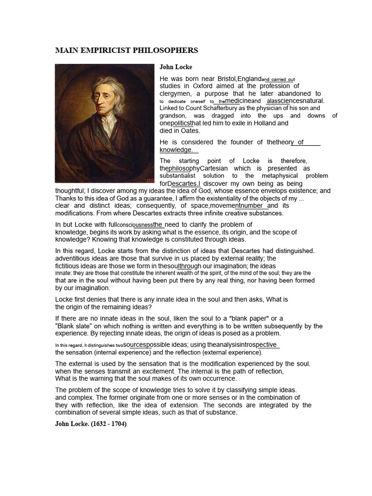 Main Empiricist Philosophers | PDF | Idea | Empiricism