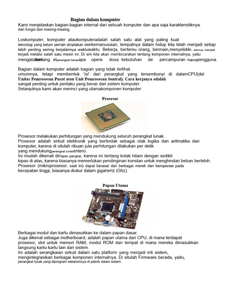 Komponen Internal Komputer dan Fungsinya | PDF