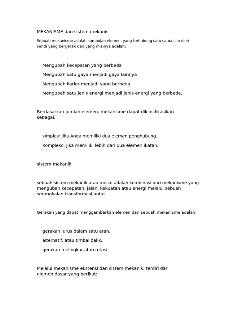 Mekanisme dan Sistem Mekanis Dasar | PDF