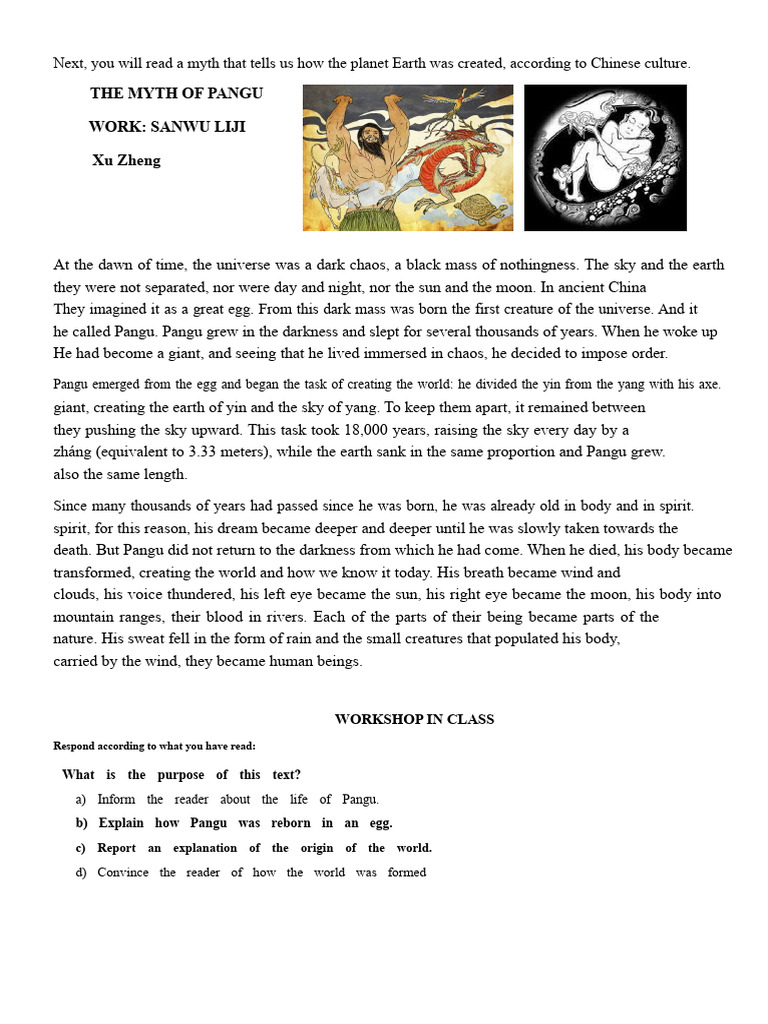 Workshop of The Pangu Myth | PDF | Sky | Mythology