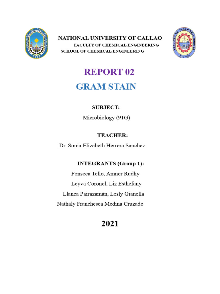 Report 2 Gram Staining GROUP 1 | PDF | Gram Positive Bacteria | Staining