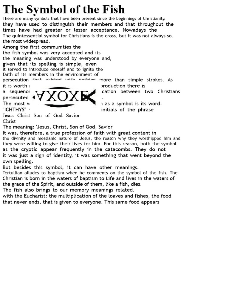 The Symbol of The Fish PDF | PDF | Jesus | Christian Belief And Doctrine