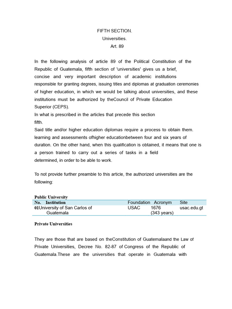 Analysis of Article 89 of The Political Constitution of The Republic of ...